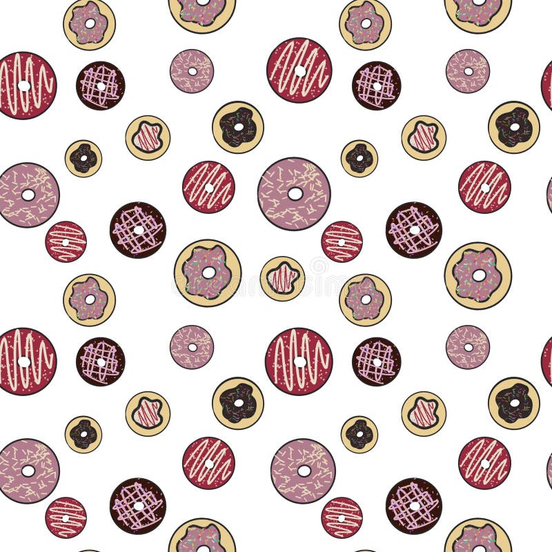 Mix Donuts Background Pattern Stock Illustration - Illustration of ...