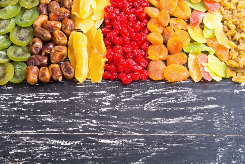 Mix of Dried and Candied Fruit Stock Photo - Image of black ...