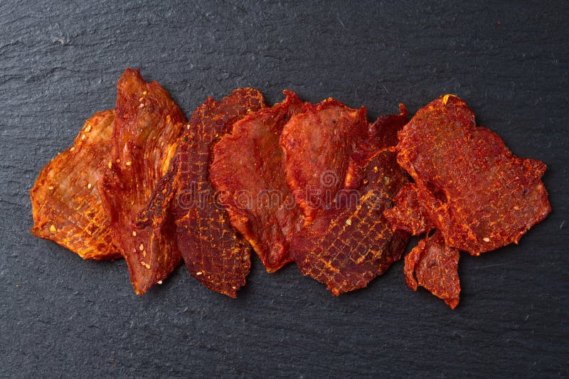 Mix of Dried Meat Jerky . from Chicken , Beef and Pork Stock Photo ...