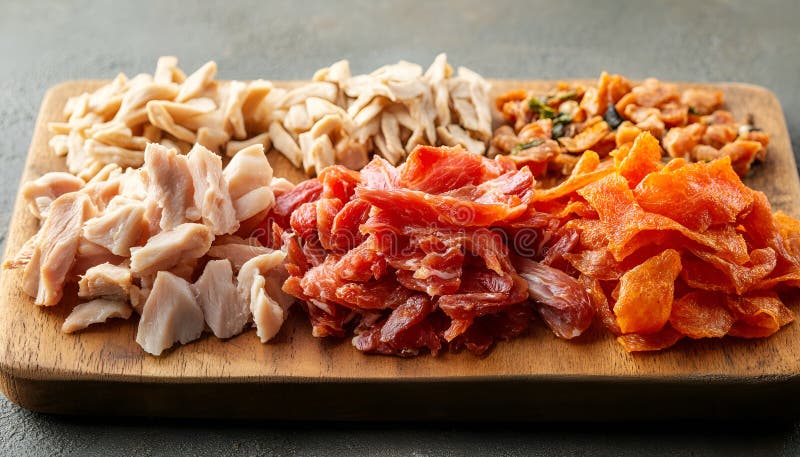 Mix of Dried Meat Jerky . from Chicken , Beef and Pork Stock Image ...