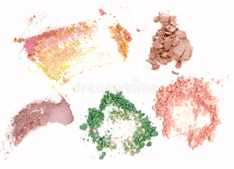 Mix Eyeshadow Crushed Sample Isolated on White. Stock Photo - Image of ...