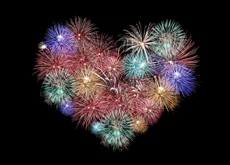 Mix Fireworks or Firecracker in Heart Shape. Stock Photo - Image of ...