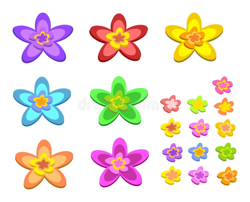 Mix of Five Pointed Flowers Stock Vector - Illustration of group, petal ...