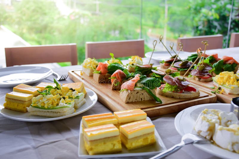 Mix food on dinner table. stock photo. Image of appetizer - 132056138