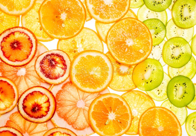 Mix of Fresh Transparent Citrus Fruits on White Stock Image - Image of ...