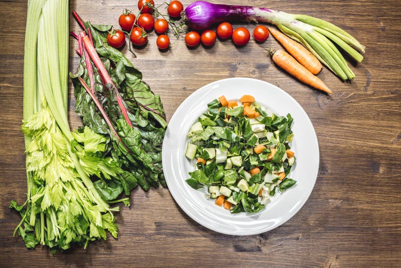 A Mix of Fresh Vegetables on an Old Table Ready To Be Cooked To Stock ...
