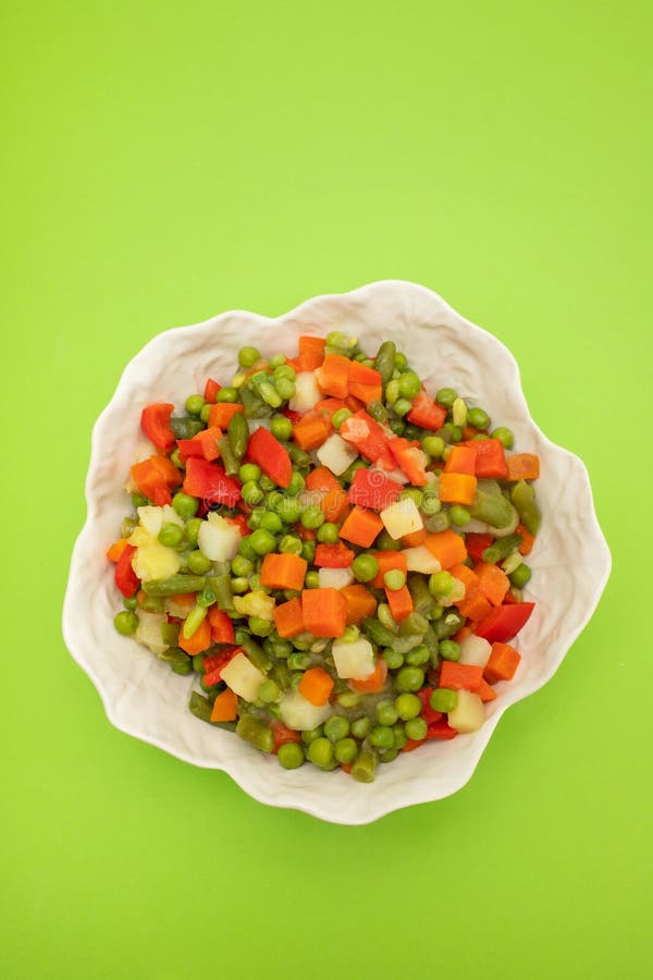 Mix of Fresh Vegetables in White Bowl, Top View Stock Image - Image of ...