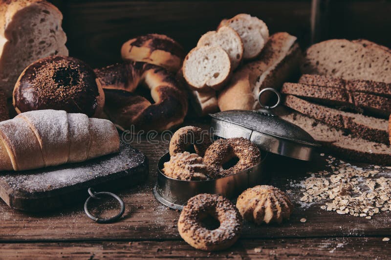 Mix of Freshly Baked Bread and Pastry Stock Image - Image of pastry ...