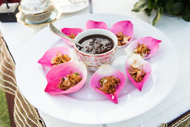 Mix Fried Rice Contained in Lotus Flower Stock Image - Image of rice ...