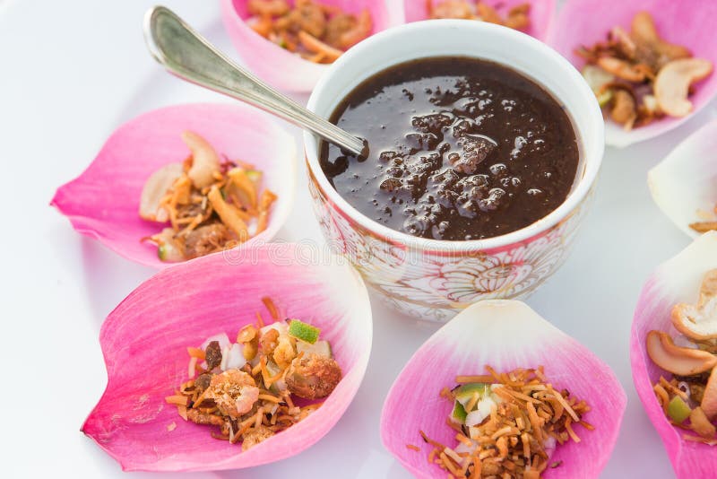 Mix Fried Rice Contained in Lotus Flower Stock Image - Image of fried ...