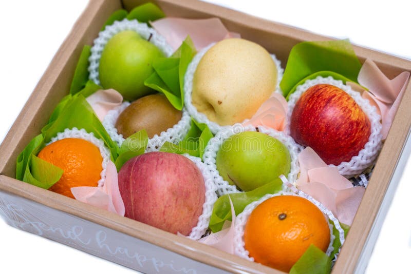 Mix Fruit Set in Box Premium Gift Stock Photo - Image of close, fresh ...
