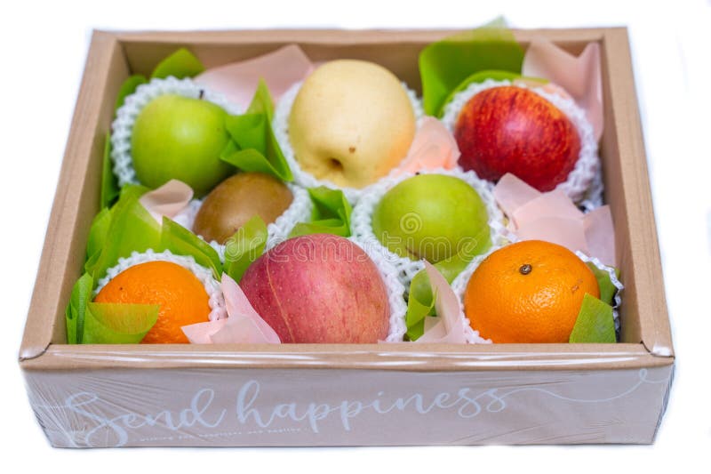 Mix Fruit Set in Box Premium Gift Stock Photo - Image of close ...