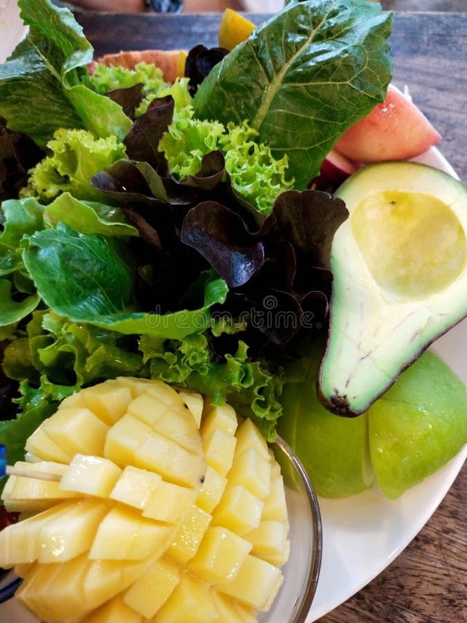 Mix Fruit and Vegetables Salad with Mango Avocado Stock Image - Image ...