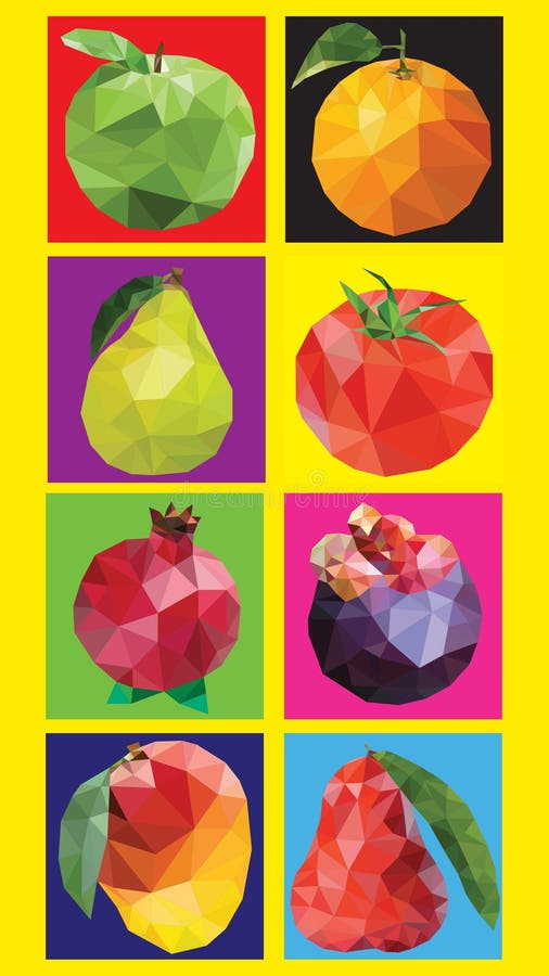 Mix fruits polygon pattern stock illustration. Illustration of pattern ...