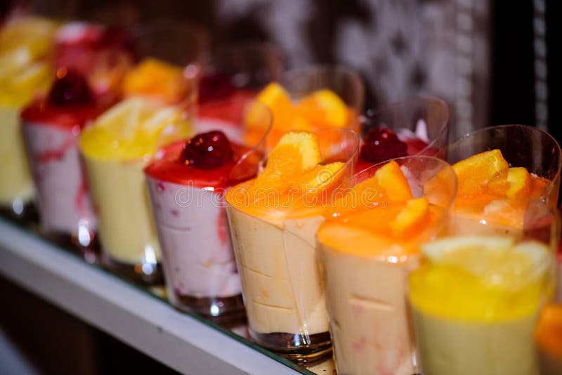 Fruit pudding and jelly stock image. Image of arrangement - 142253695