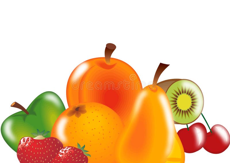 Mix fruits on white stock illustration. Illustration of food - 3323494