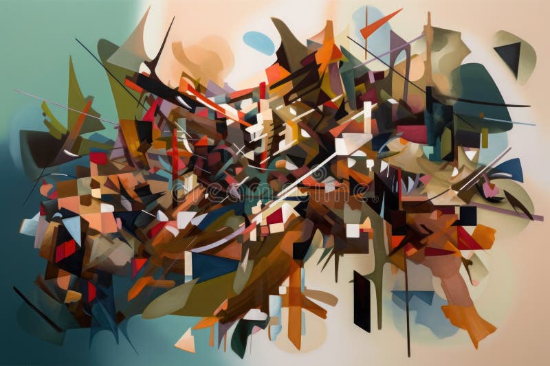 A Mix of Geometric and Organic Shapes in a Collage Stock Illustration ...