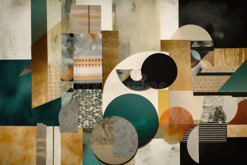 A Mix of Geometric Shapes and Textures in Collage Stock Photo - Image ...