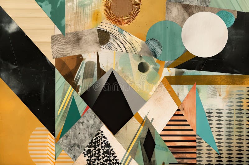 A Mix of Geometric Shapes and Textures in Collage Stock Illustration ...