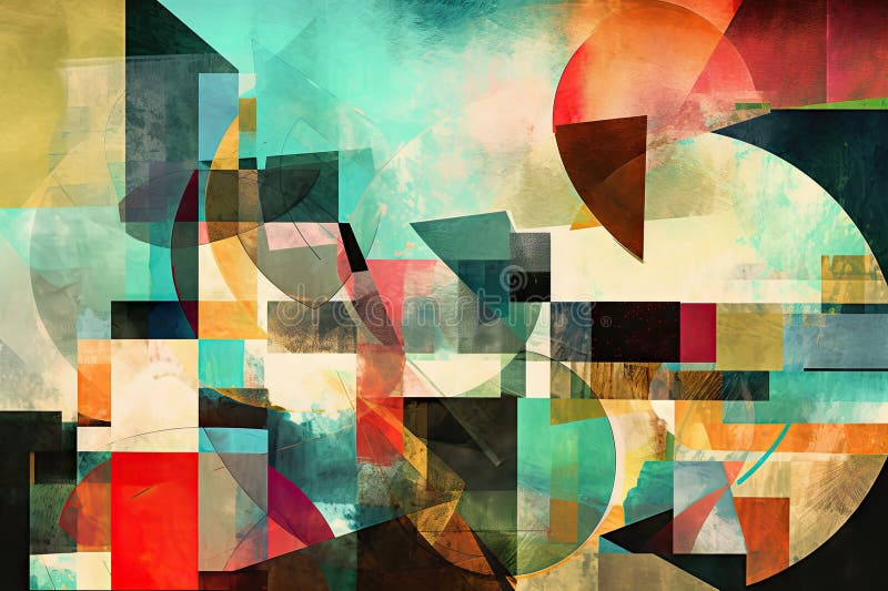 Mix of Geometric Shapes, Textures, and Colors in Abstract Art Stock ...