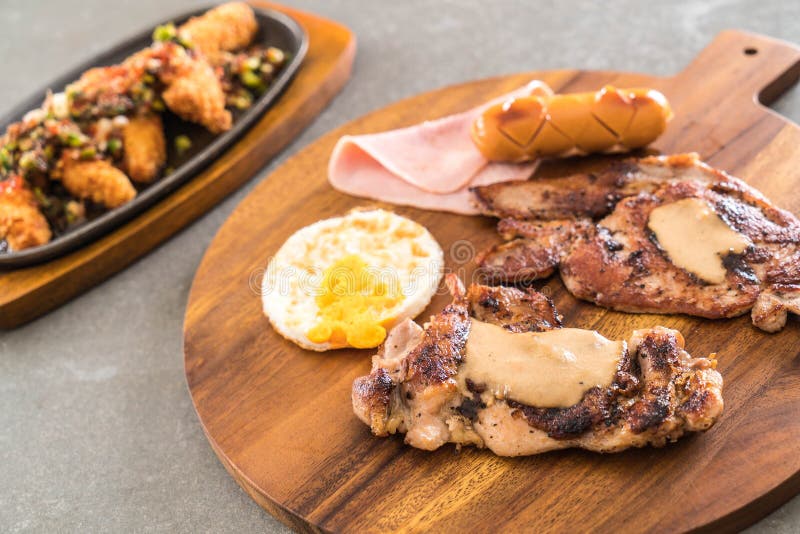 Mix grilled steak stock photo. Image of steak, chicken - 98174918