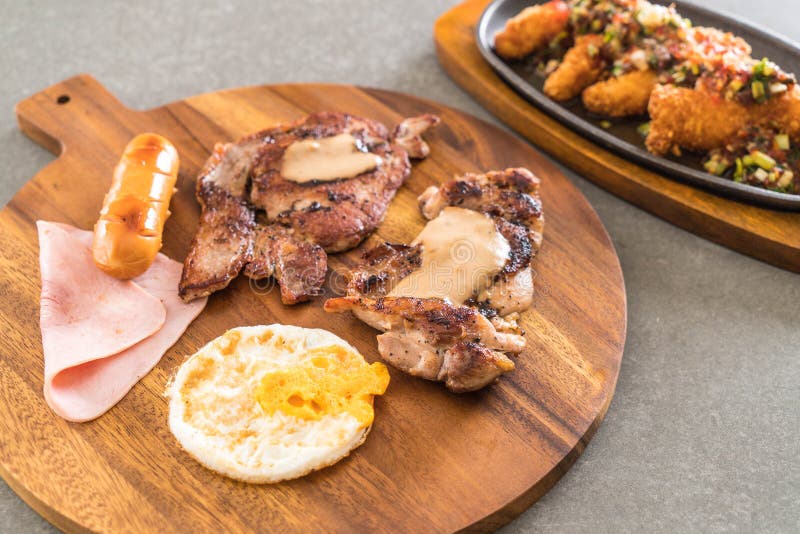 Mix grilled steak stock image. Image of vegetable, platter - 99187353