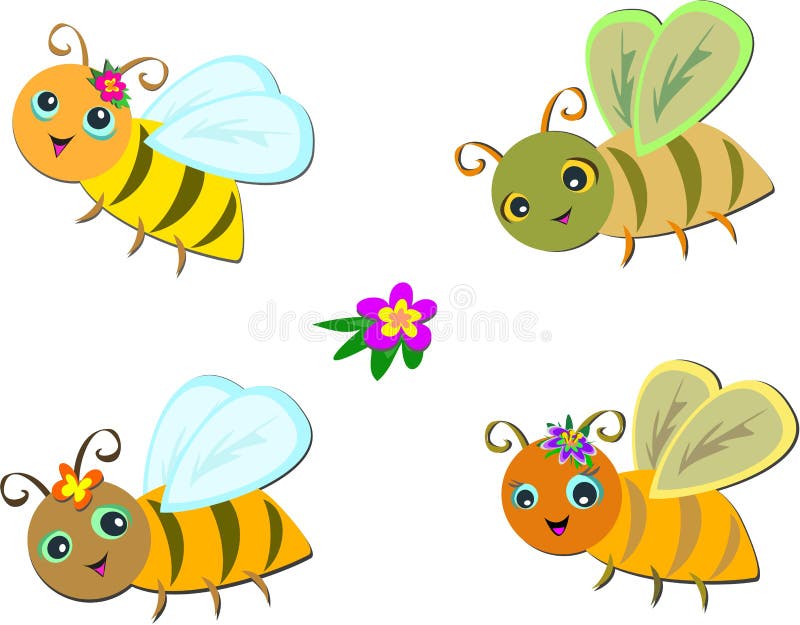 Mix Group of Cute Bees stock vector. Illustration of floral - 13135229