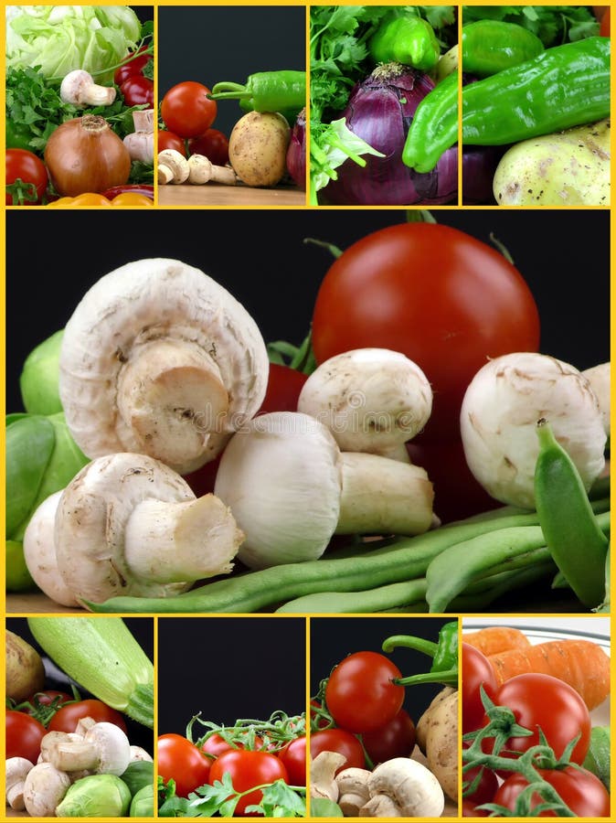 Mix of Healthy Organic Vegetable Collage Stock Photo - Image of pepper ...