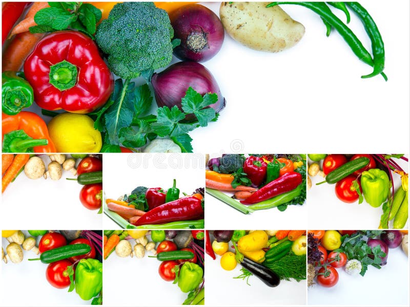 Mix of Healthy Organic Vegetable Collage Stock Image - Image of collage ...