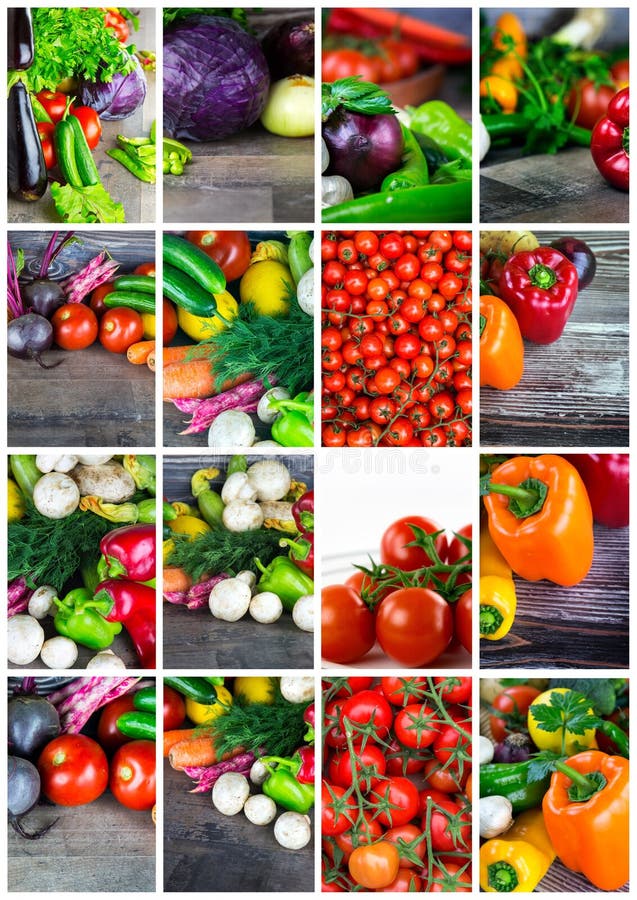 Mix of Healthy Organic Vegetable Collage Stock Photo - Image of grocery ...