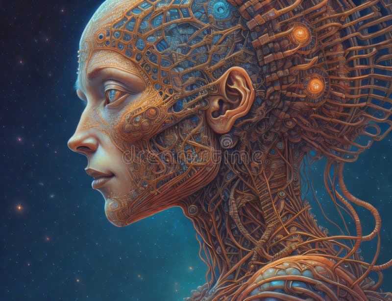 Mix of a Human Face and Fractal Elements, Ideal for Projects on Mind ...