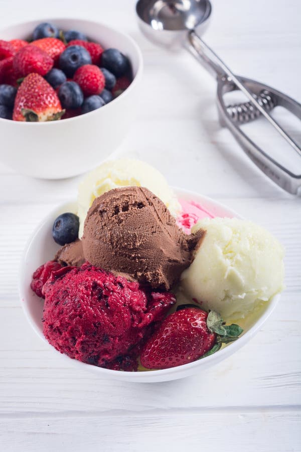 Mix of ice cream ball stock photo. Image of flavors - 145344460