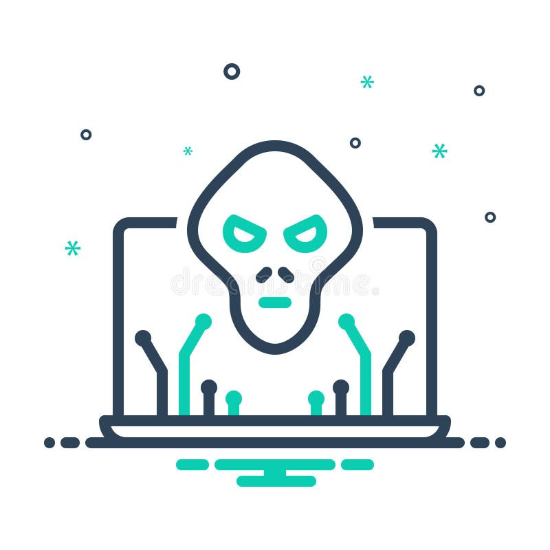 Mix Icon for Cyber Attack, Hacker and Crime Stock Vector - Illustration ...