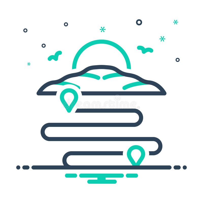 Mix Icon for Route, Path and Hill Stock Illustration - Illustration of ...