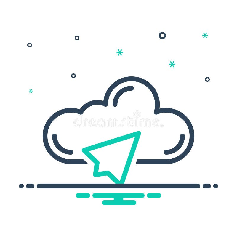 Cloud with Cursor Hand and Arrow Icons Set Stock Illustration ...