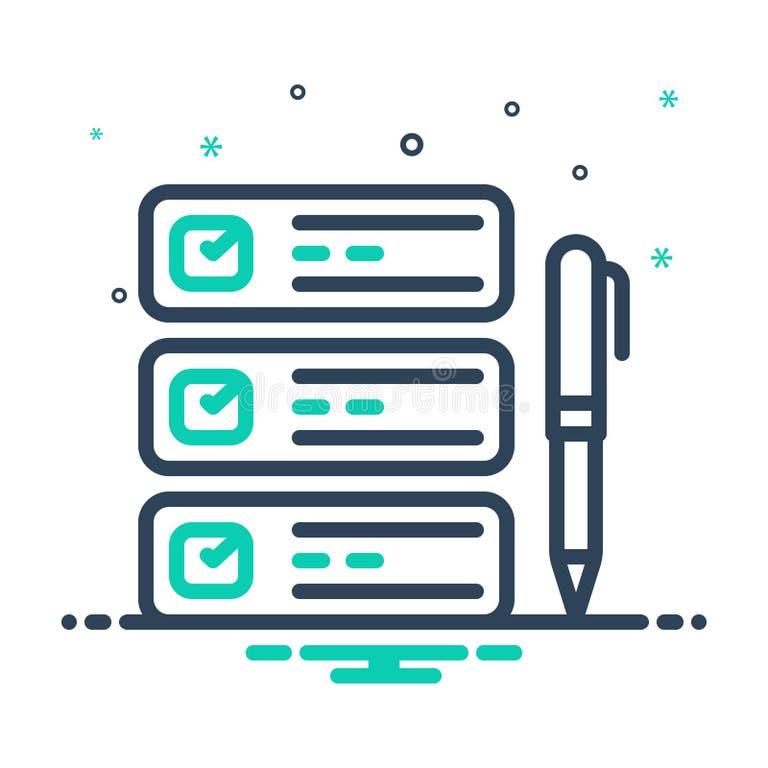 Mix Icon for Tasks, Pen and List Stock Illustration - Illustration of ...