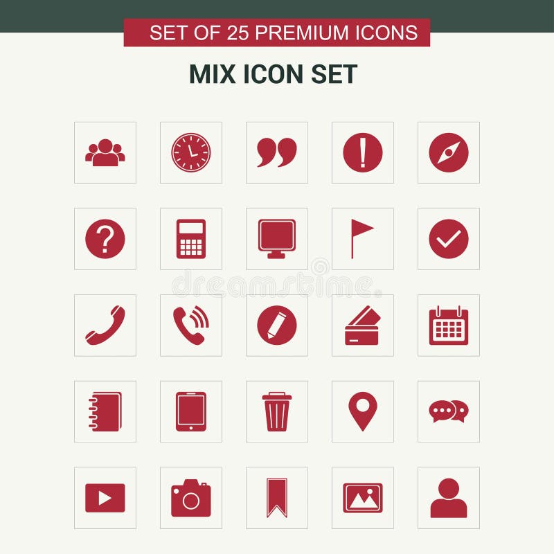Mix icons set vector stock vector. Illustration of background - 120629636