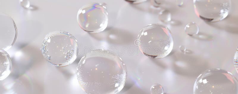 A Mix of Large and Small Bubbles Floating Randomly on a Clean White ...