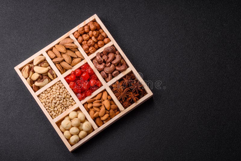 Mix of Macadamia, Pine, Cashew, Hazelnut, Peanut, Pistachio Nuts Stock ...