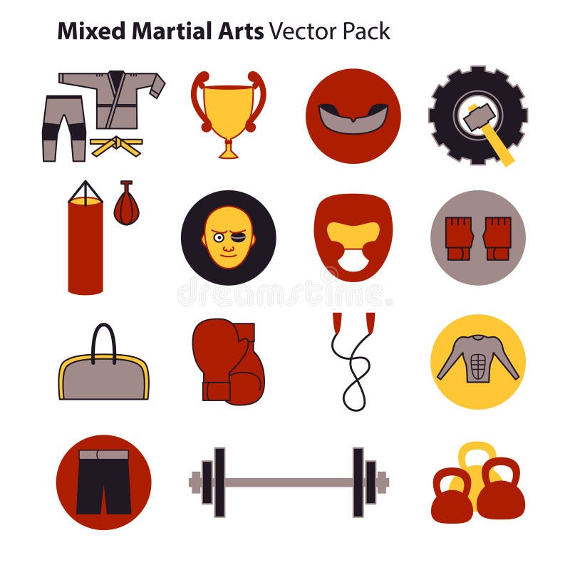 Mix Martial Arts Icons Set. Stock Vector - Illustration of jujutsu ...
