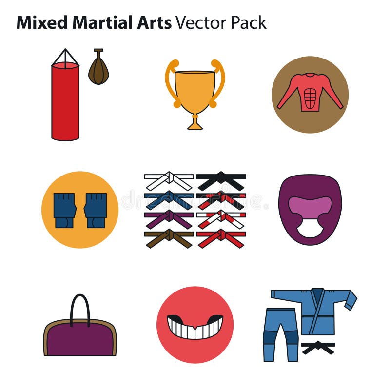 Mix Martial Arts Icons Set. Stock Vector - Illustration of equipment ...