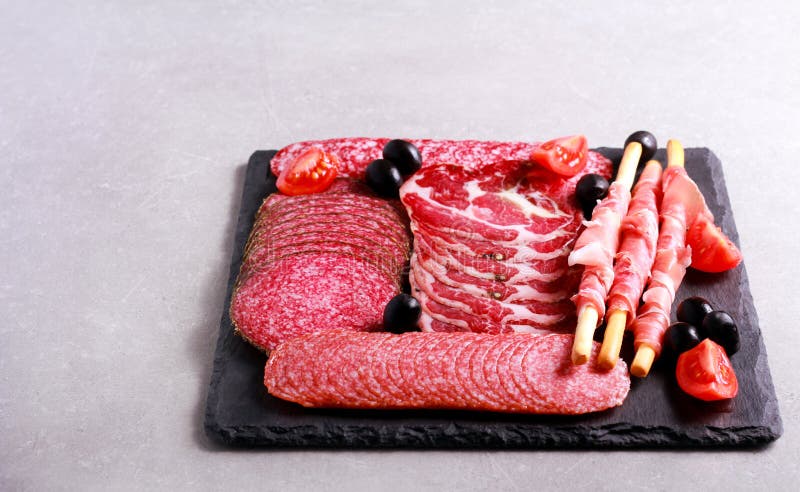 Mix of meat products stock image. Image of parma, background - 84985301