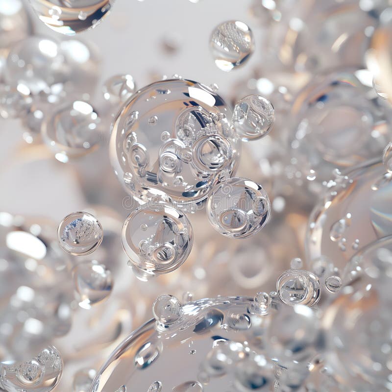 Mix of Metallic Bubbles and Water Bubbles, Octane Render, 4k, 8k, Sharp ...