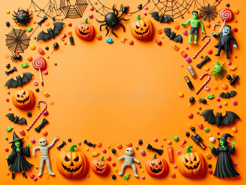 Mix Monster Character Halloween Frame Poster Stock Illustration ...