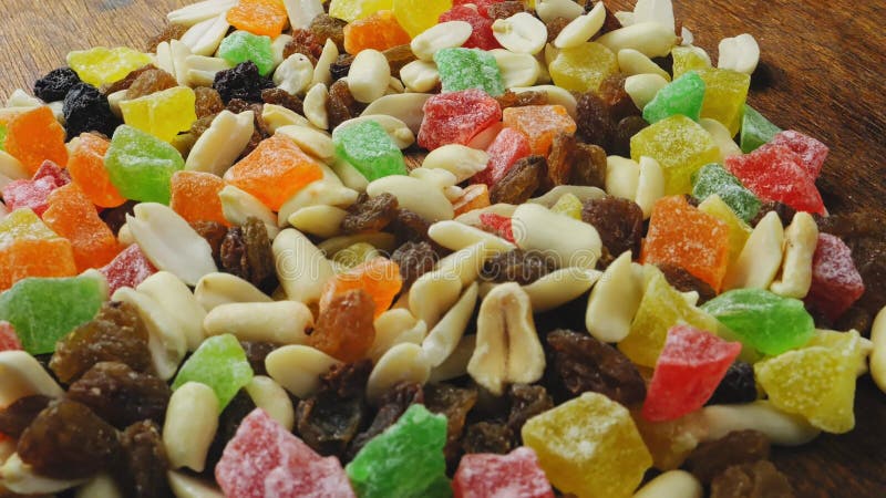 Mix of Multi-colored Dried Fruits and Nuts Scattered on the Surface ...
