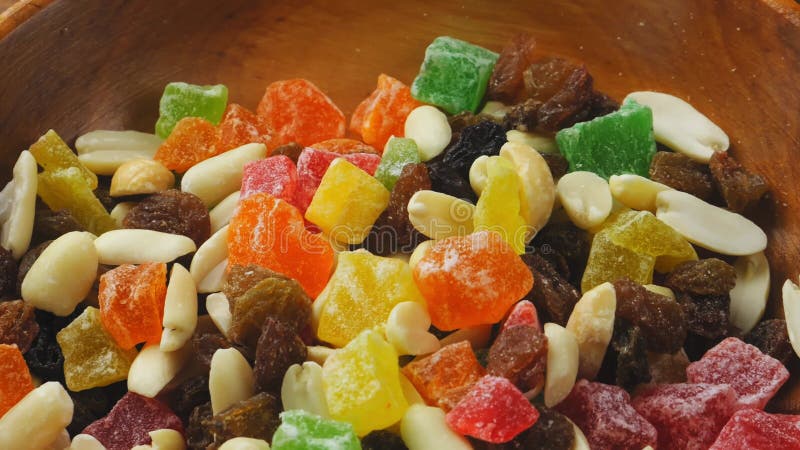 Mix of Multi-colored Dried Fruits and Nuts Scattered on the Surface ...