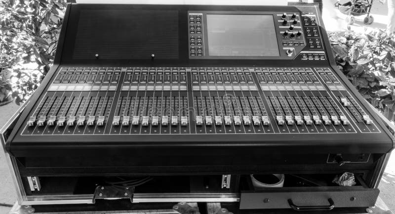 Mix music table closeup stock image. Image of fader, panel - 60493633
