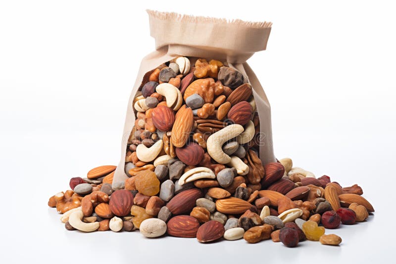 Mix of Nuts in a Bag on White Background. Isolated Stock Illustration ...