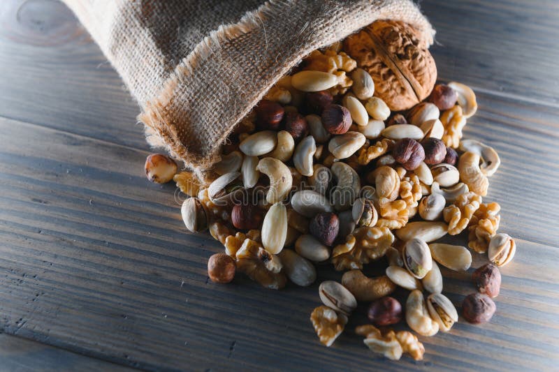A Mix of Nuts in a Craft Bag Stock Photo - Image of sweet, snack: 274162276