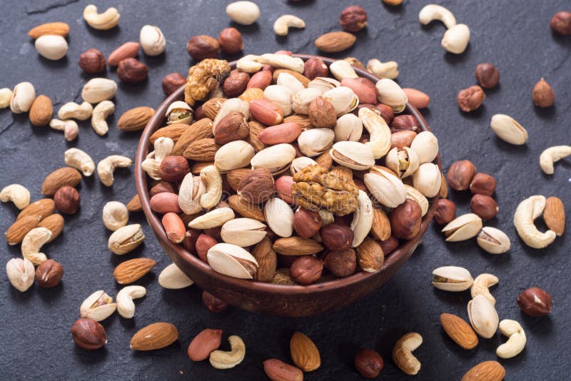 Mix of nuts stock image. Image of healthy, full, hazelnuts - 99447721